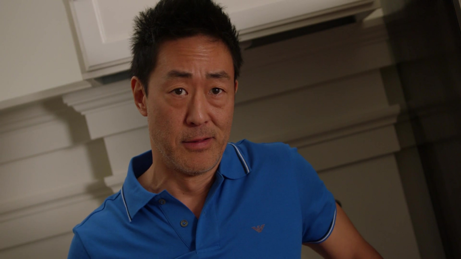 Armani Blue Polo Shirt Worn By Kenneth Choi As Howard 'Howie ...