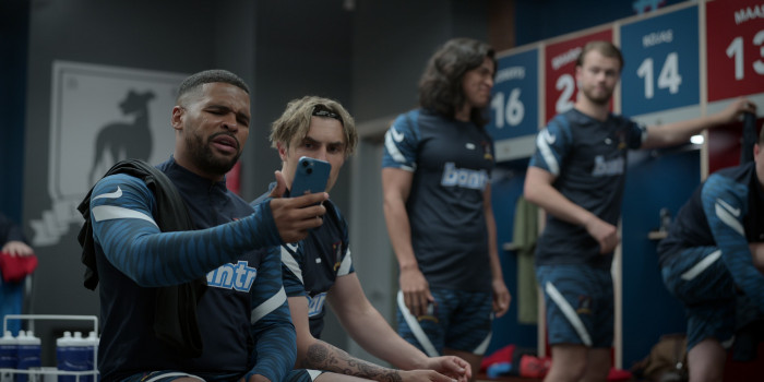 Apple IPhone Blue Smartphone Used By Actor In Ted Lasso S03E05 "Signs ...